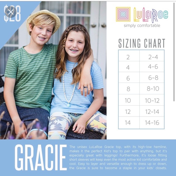 LuLaRoe | Shirts & Tops | Nwt Lularoe Kids Gracie Top Leggings Material ...